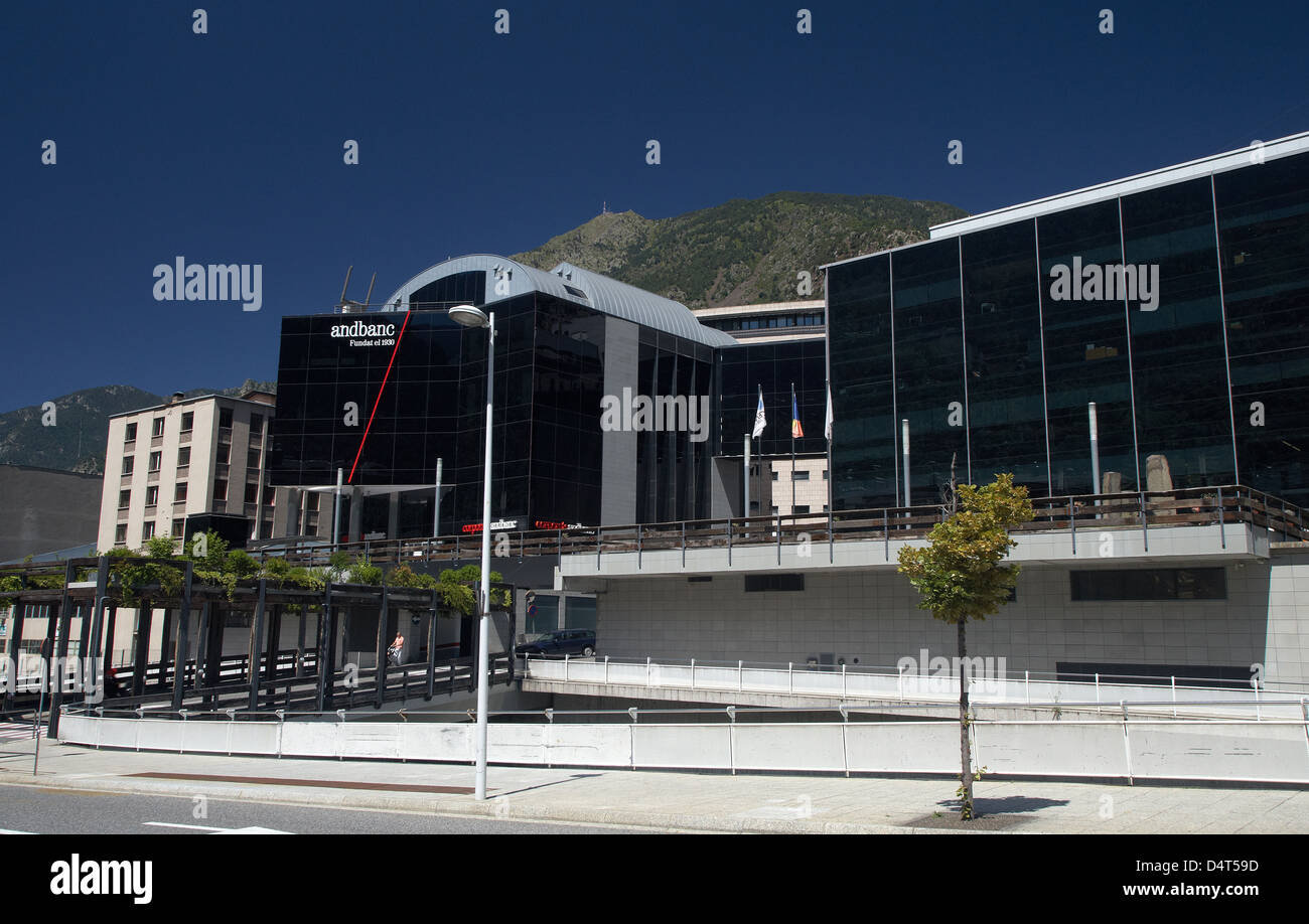 Andorra la Vella, Andorra, headquarters of the private bank Andbanc ...