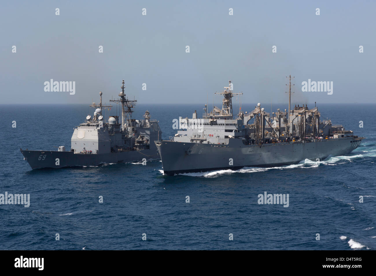 USS Vicksburg and USS Supply during a replenishment at sea Stock Photo ...