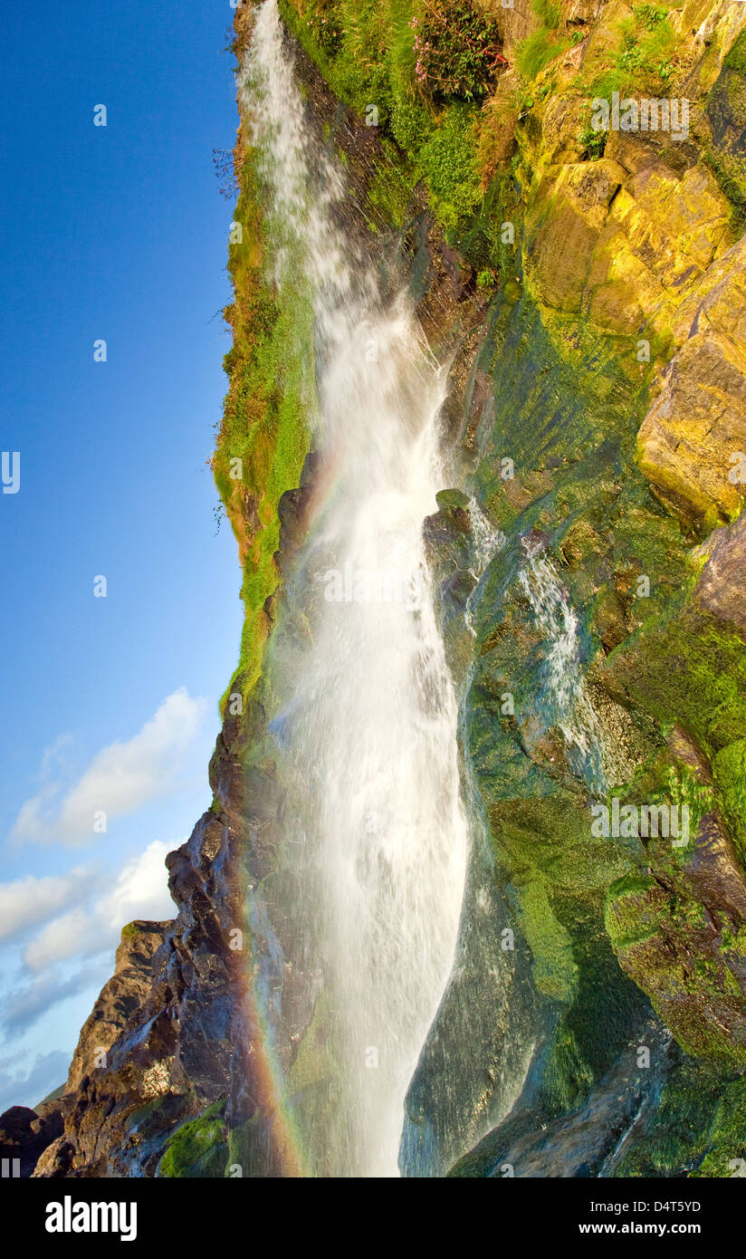 Tresaith beach waterfall hi-res stock photography and images - Alamy