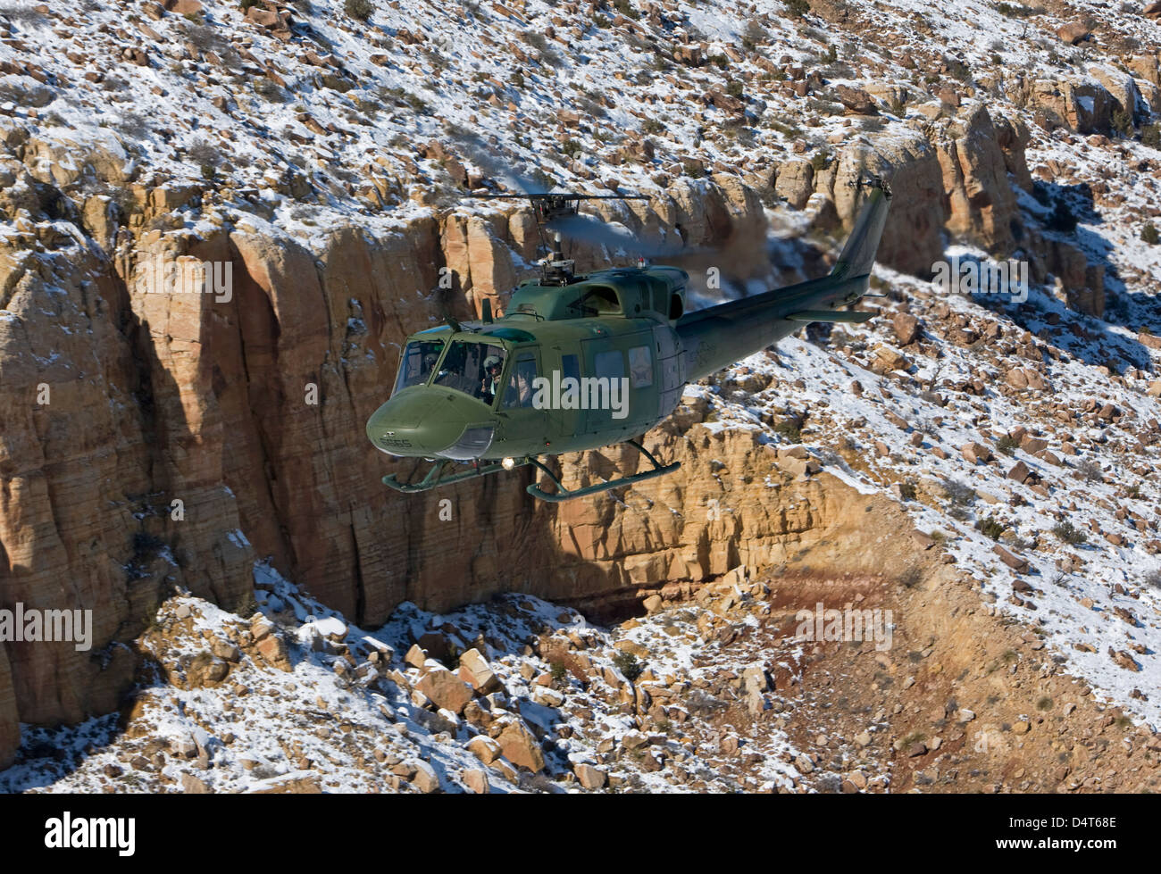 A UH-1N Twin Huey from the 512th RQS flies a training mission near ...