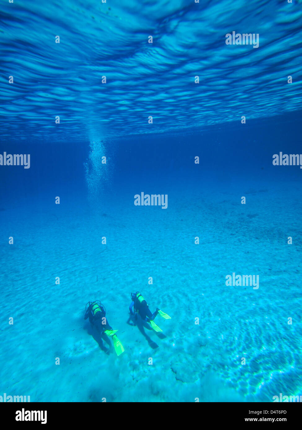 altitude diving in mountain lake Gruener See / gruner see. Austria half ...
