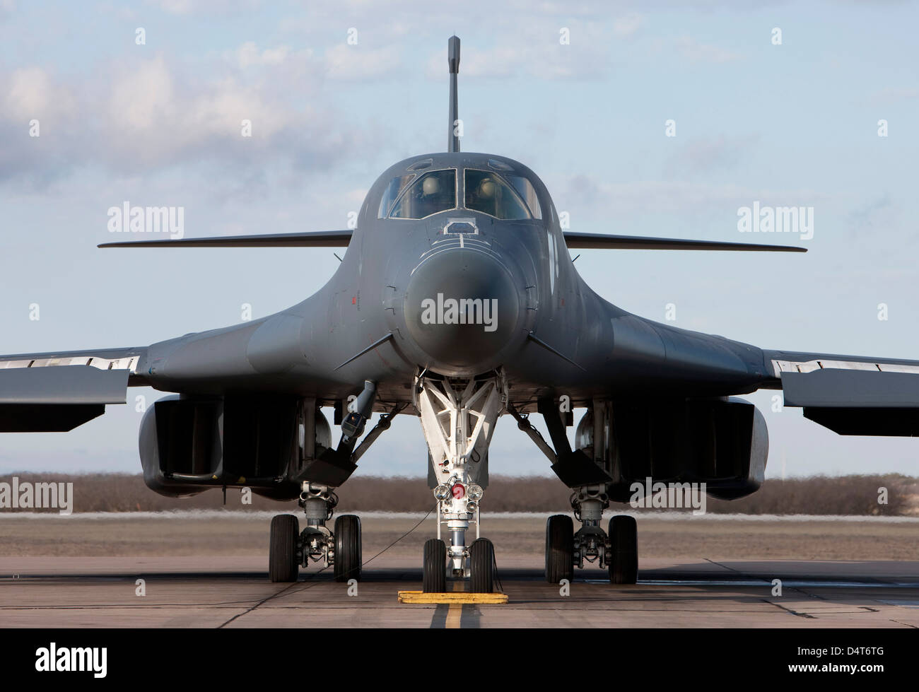 A B-1B Lancer from Dyess Air Force Base, Texas, goes through pre-flight ...