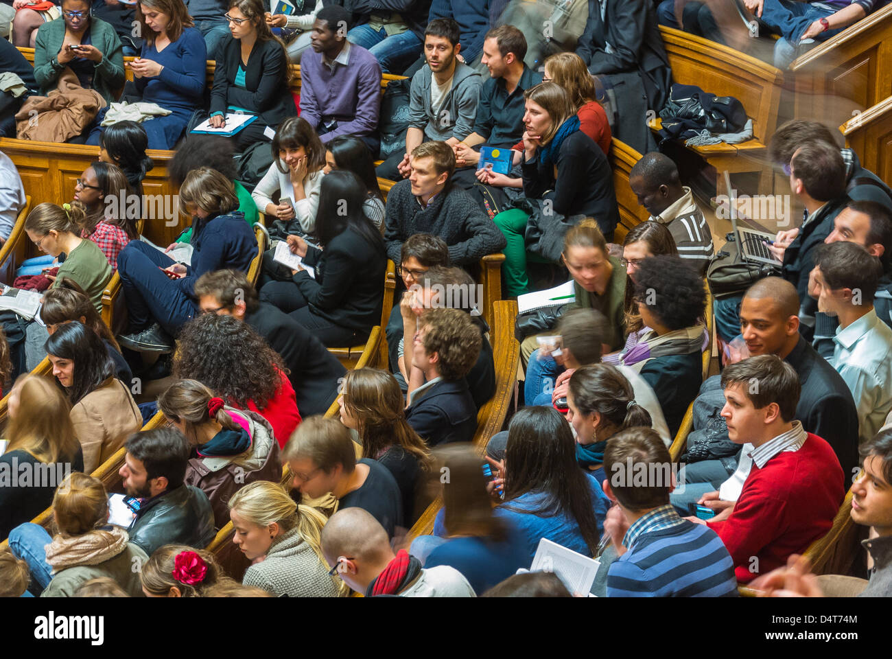 Paris, France, Aerial View, Inside French Amphitheater Sorbonne ...
