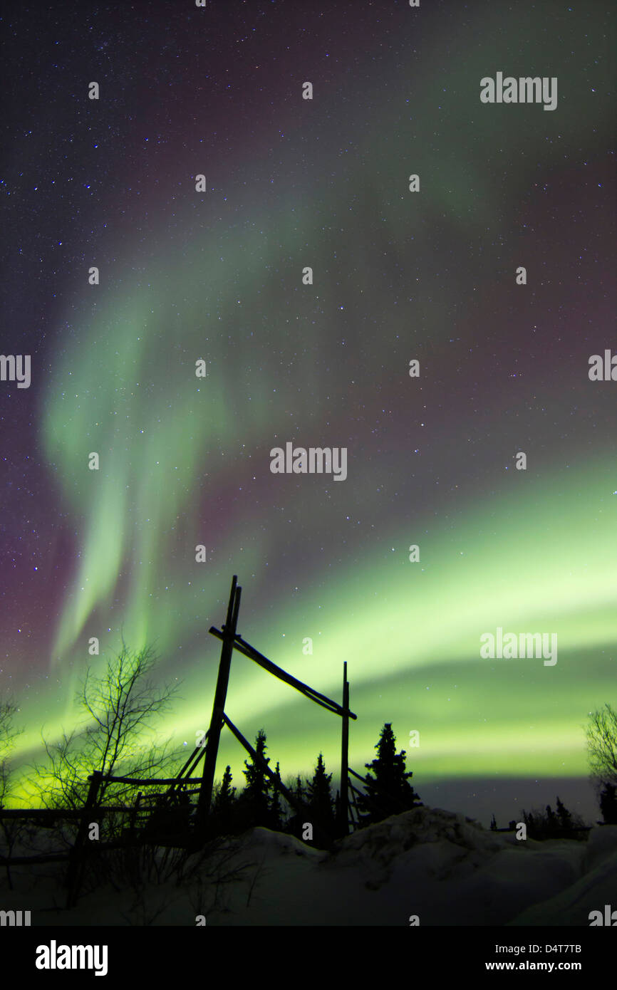 Aurora Borealis over a ranch, Whitehorse, Yukon, Canada Stock Photo - Alamy