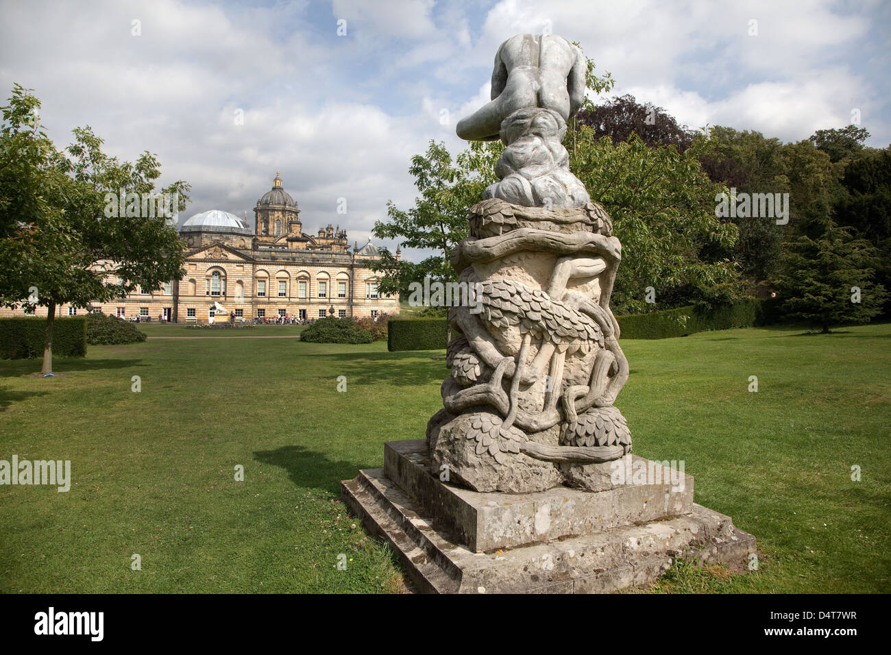 Coneysthorpe, UK, statue in front of Castle Howard Stock Photo - Alamy