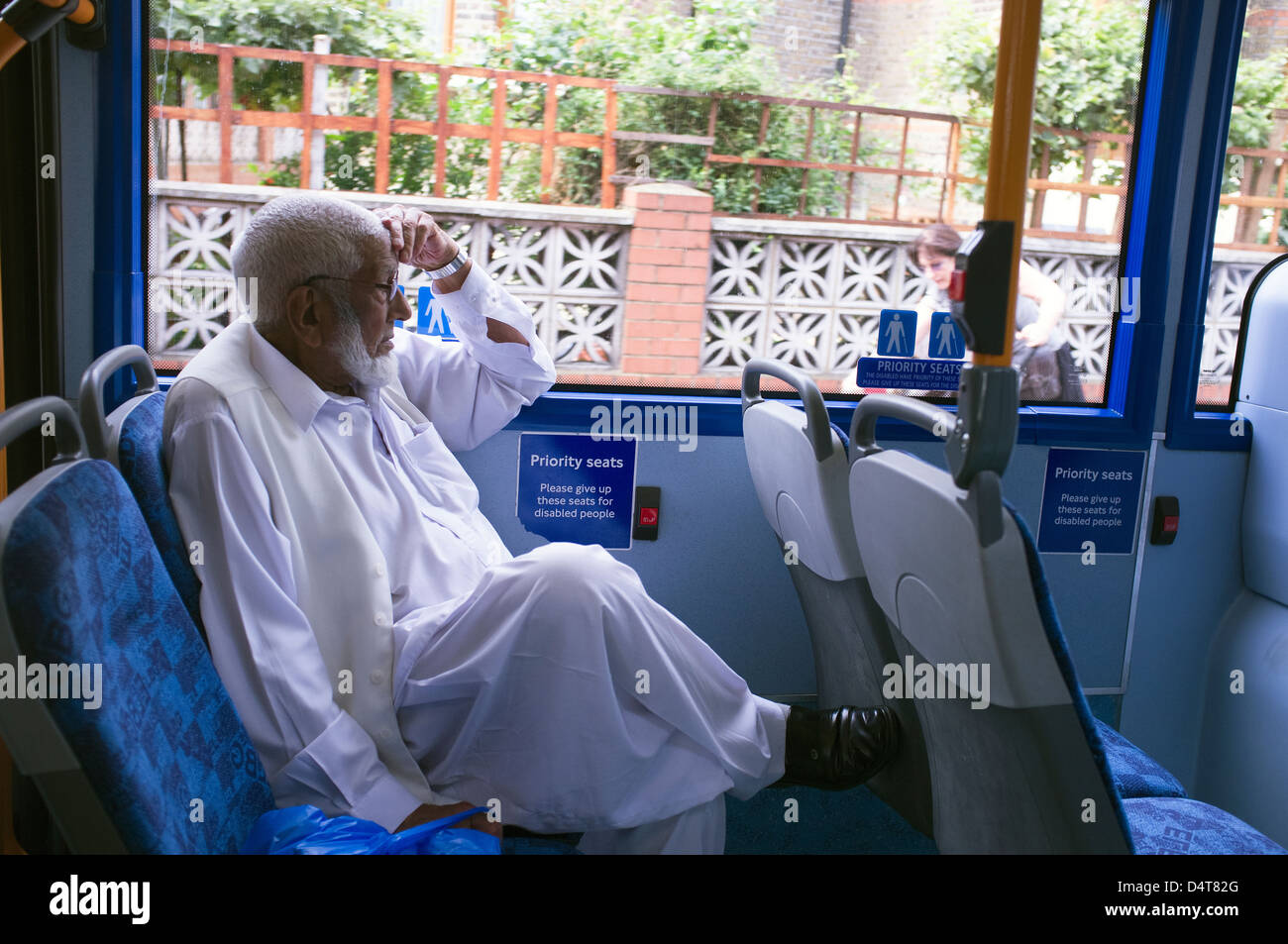 London, United Kingdom, Islamic man on a bus in Leyton Stock Photo - Alamy