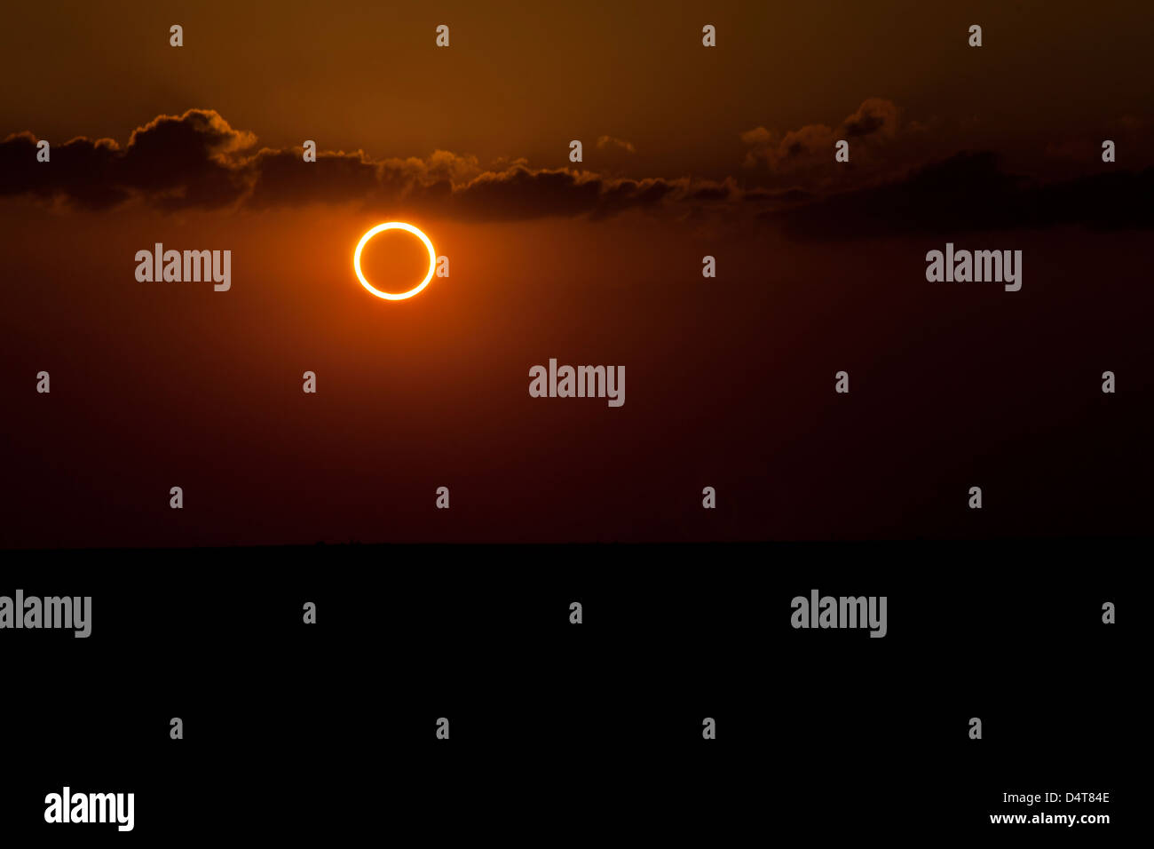 Totality during annular solar eclipse with ring of fire Stock Photo - Alamy