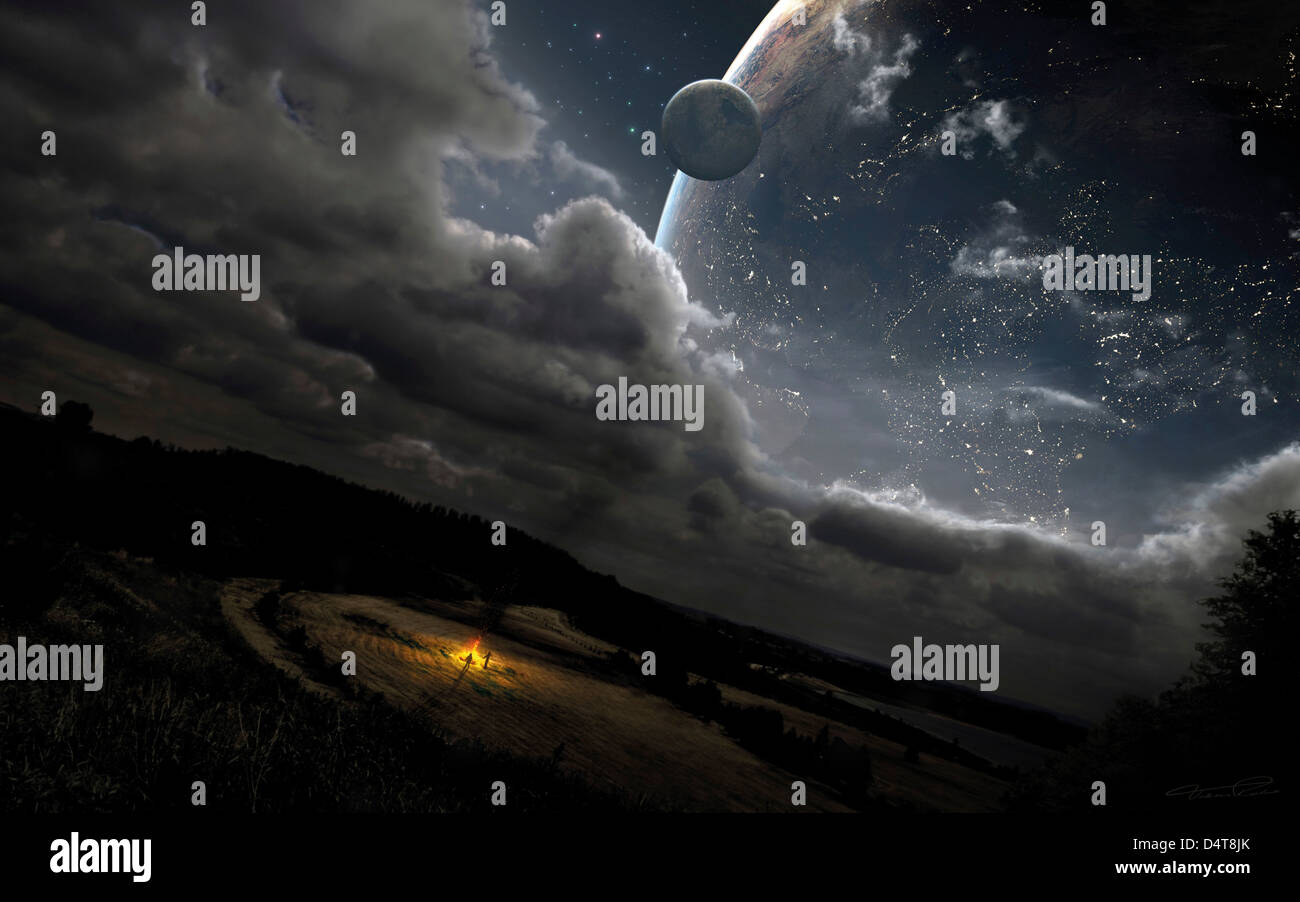 A campfire in a peaceful night somewhere in space Stock Photo - Alamy