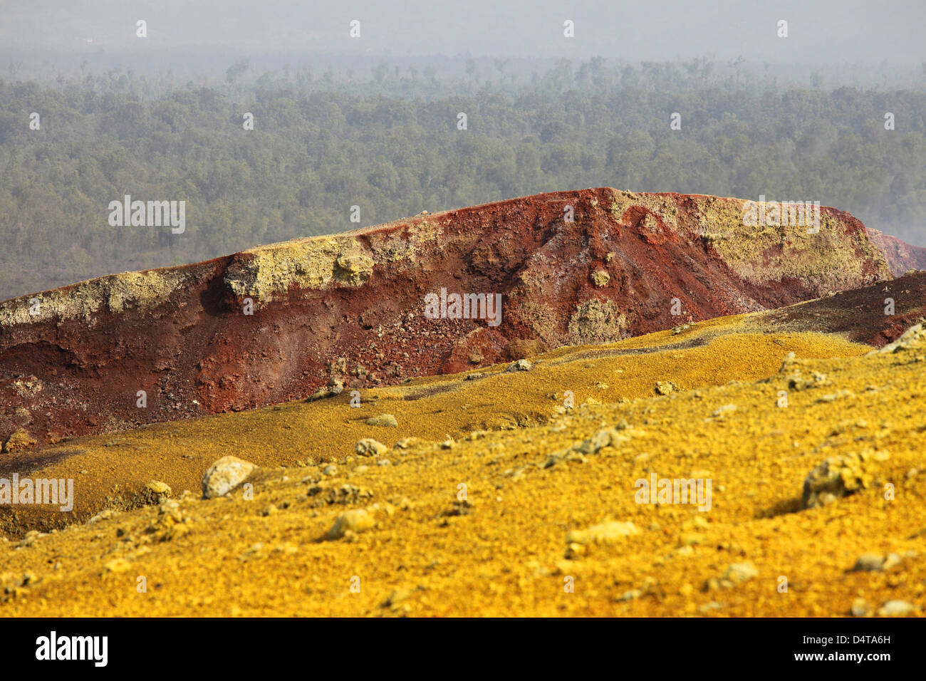 Yellow sulphurous deposits, Nyamuragira Volcano Stock Photo - Alamy
