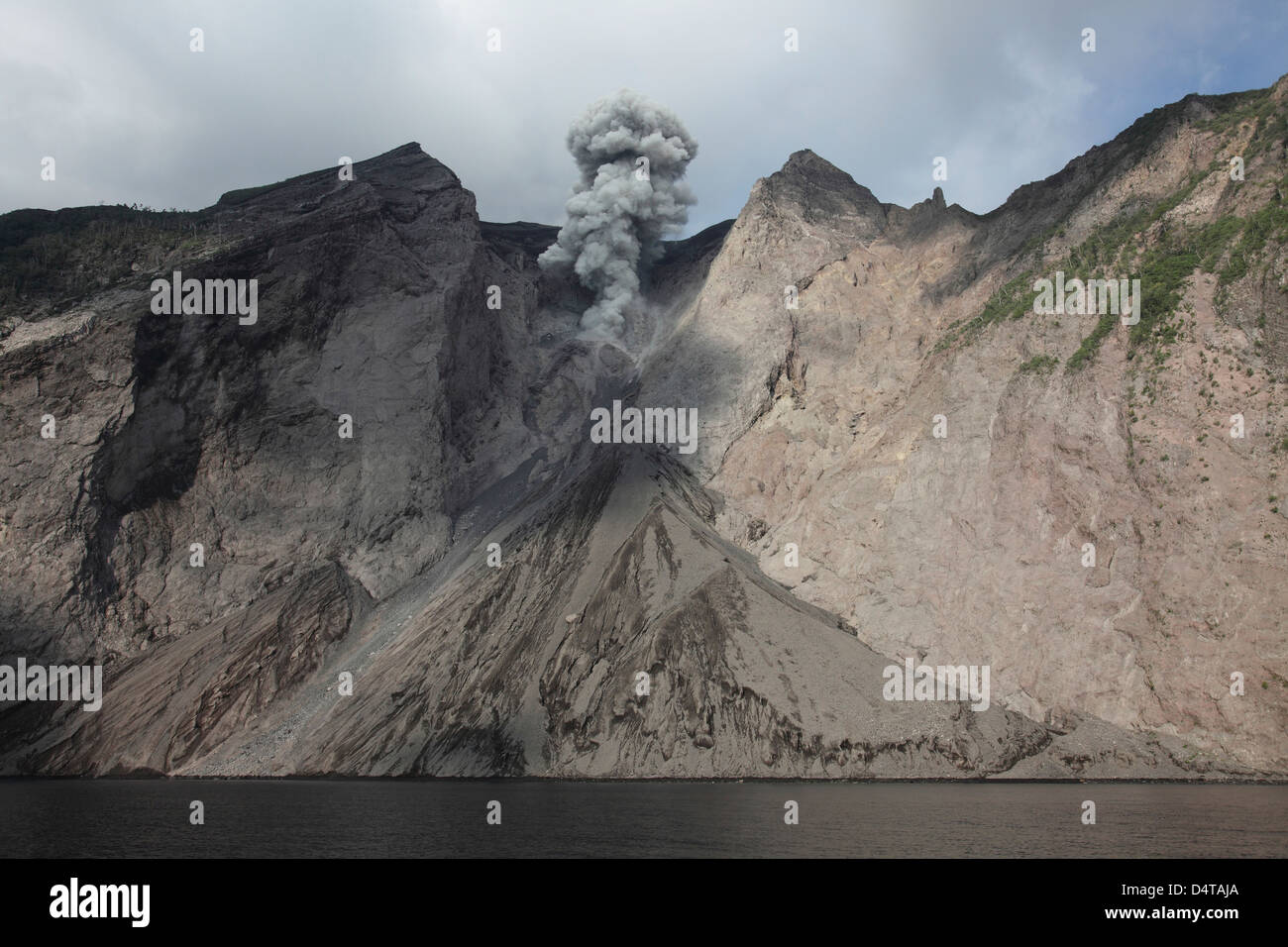 Active crater and debris slope below at Batu Tara volcano, Indonesia ...