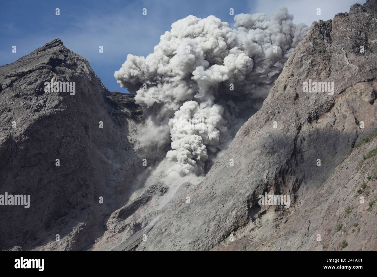 Ash cloud rises from crater of Batu Tara volcano, Indonesia Stock Photo ...