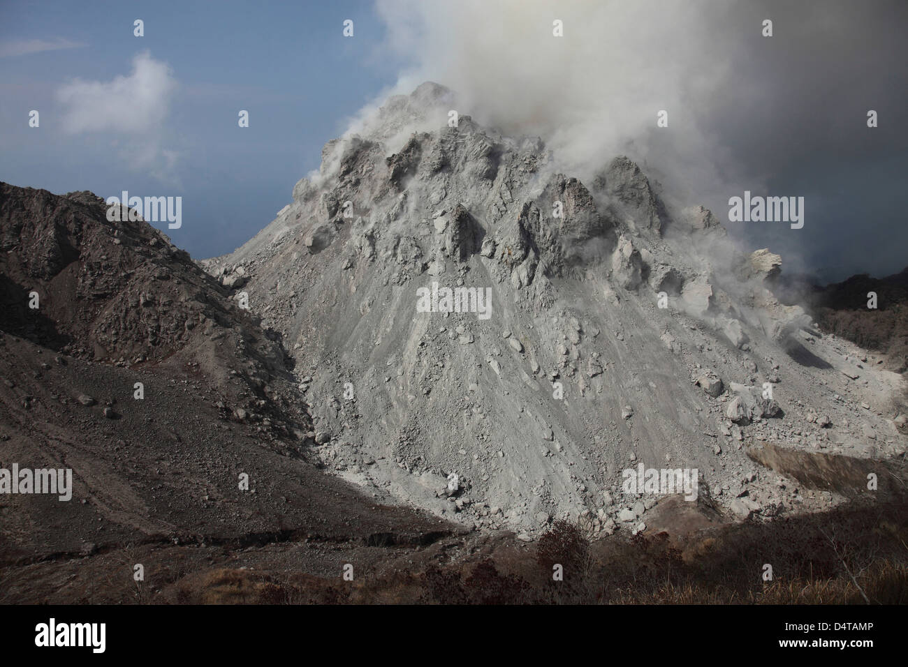 Degassing Rerombola lava dome of Paluweh volcano, Indonesia Stock Photo ...