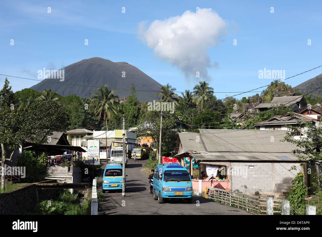 December 8, 2012 - Kinilow town at foot of Lokon-Empung volcano ...