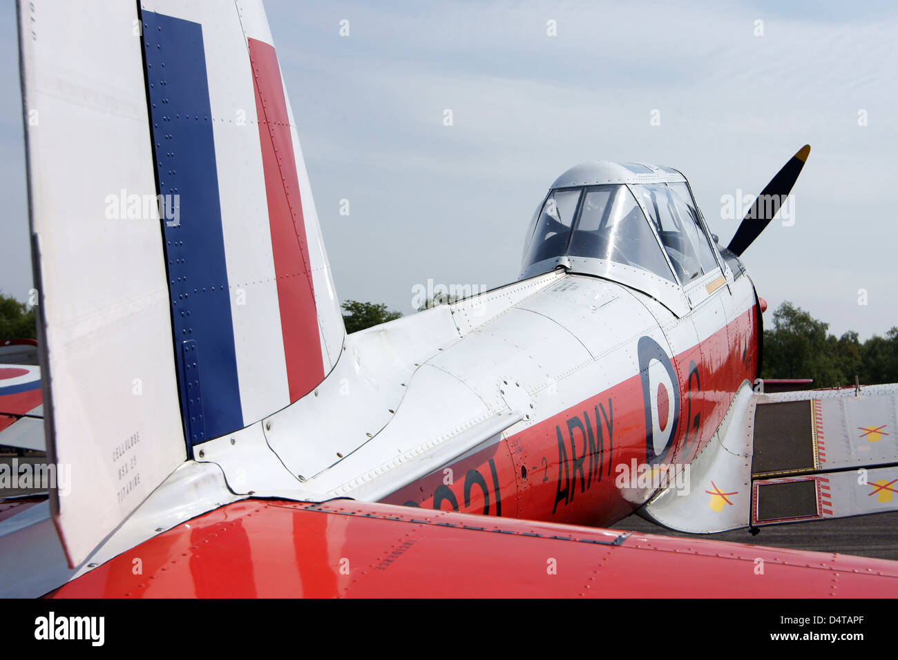 Rear view of a de Havilland Canada DHC-1 Chipmunk trainer aircraft ...
