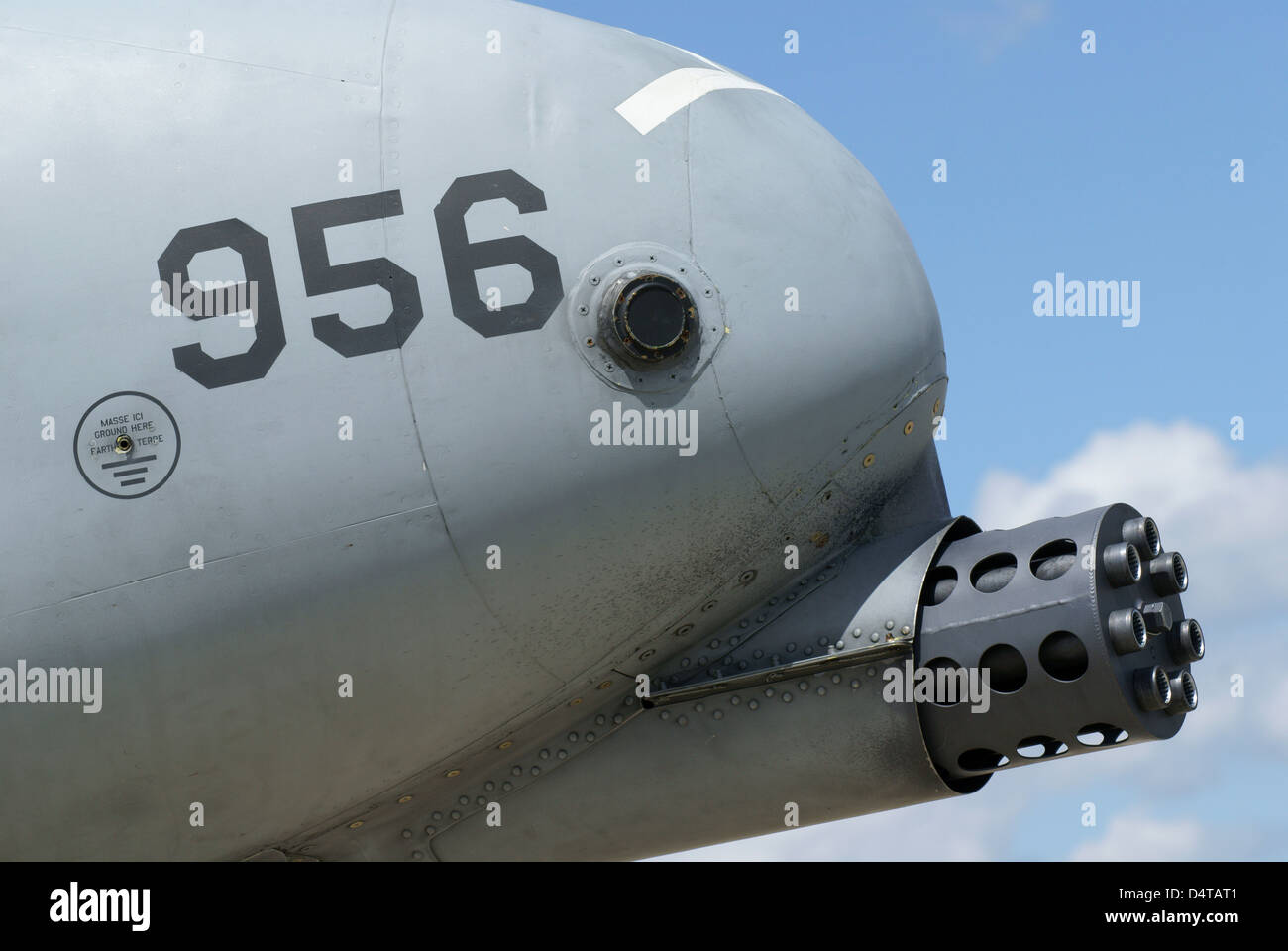Close-up of the GAU-8 Avenger gun on an A-10A Thunderbolt II of the U.S ...