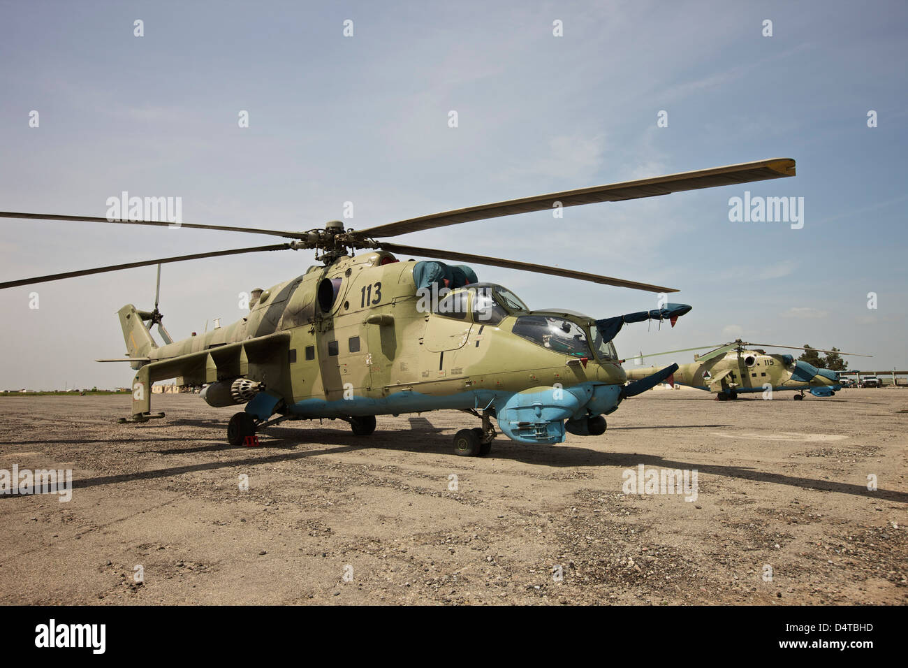 An Mi-35 attack helicopter operated by the Afghan National Army Air ...