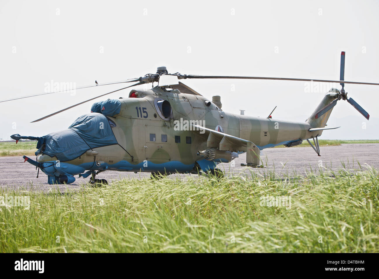 An Mi-35 attack helicopter operated by the Afghan National Army Air ...
