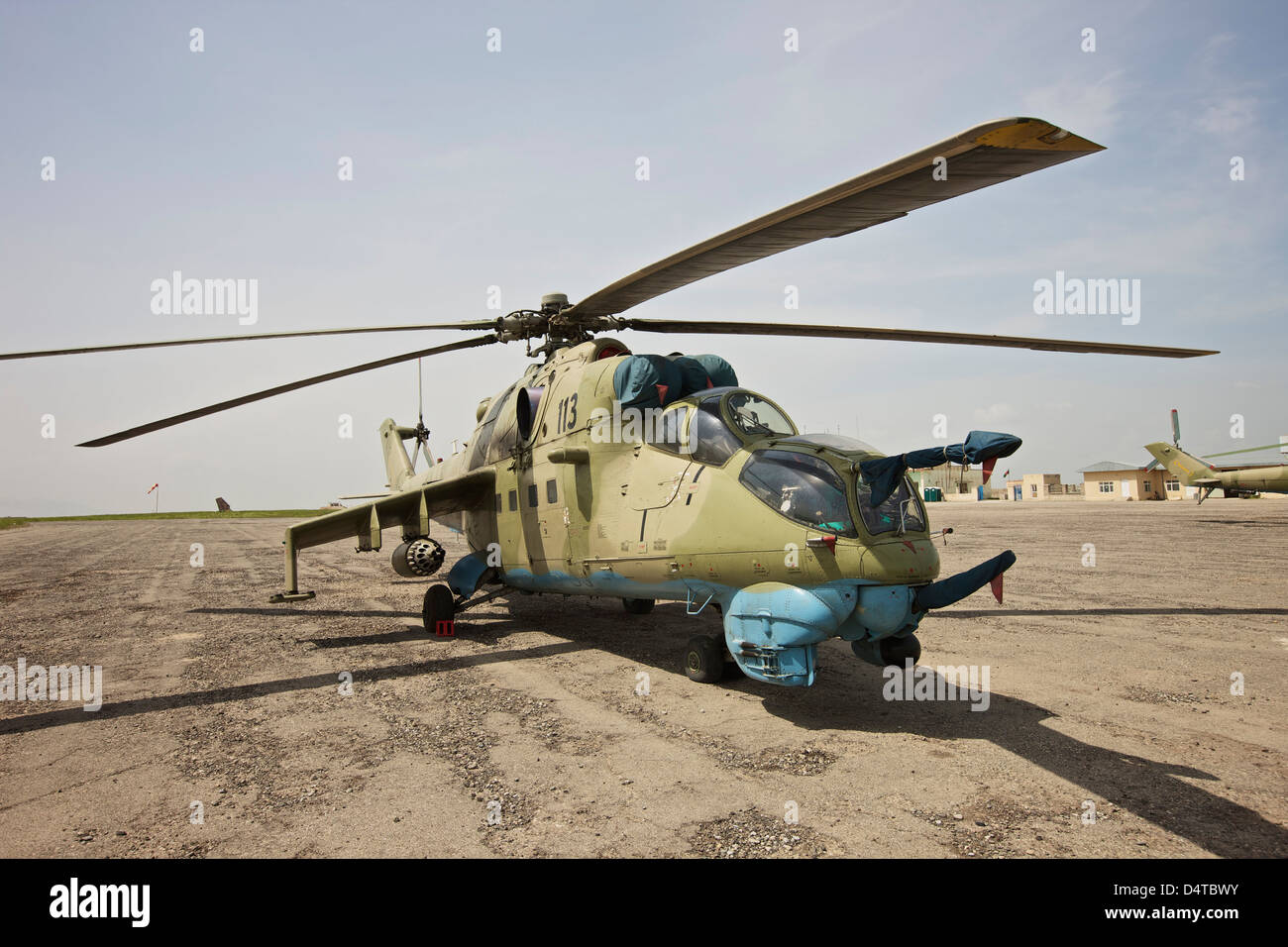 An Mi-35 attack helicopter operated by the Afghan National Army Air ...