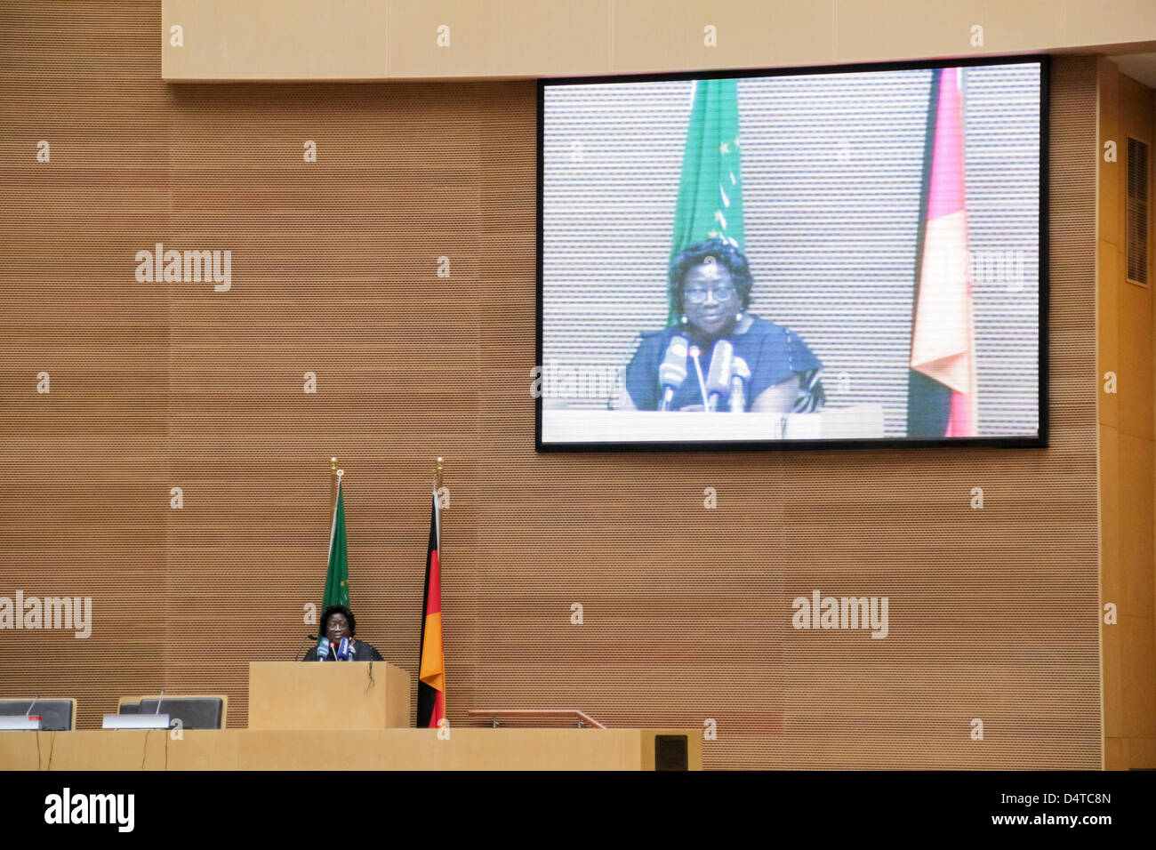 Addis Ababa, Ethiopia – March 18: The master of ceremony introduces H.E ...