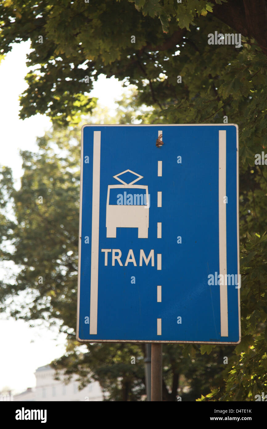Tram sign trams use left hand lane hi-res stock photography and images ...