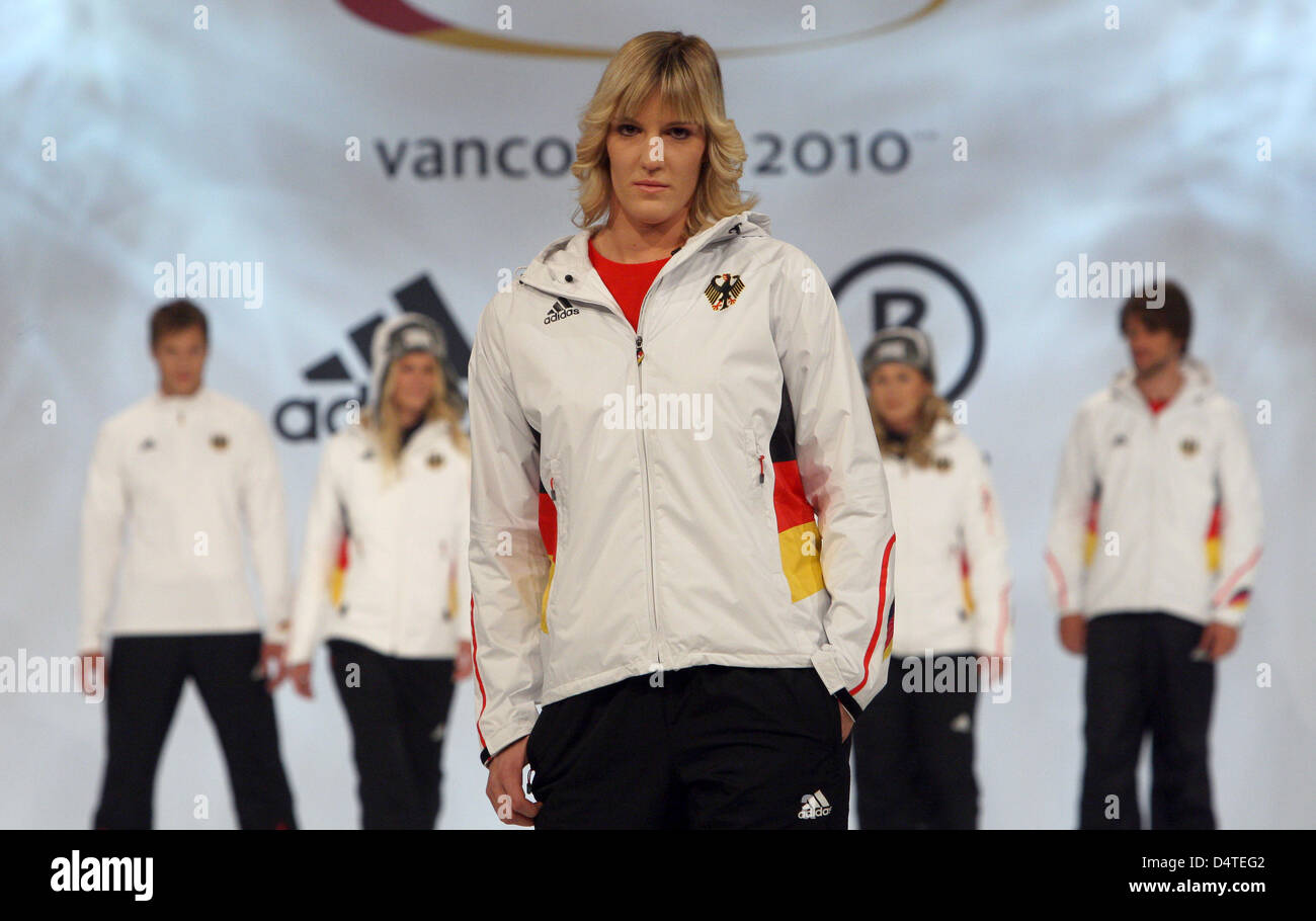 German alpine skiier Susanne Riesch presents the official dress of the ...