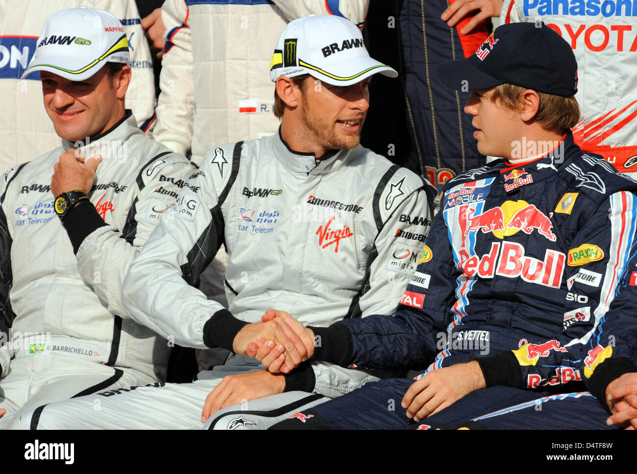 (L-R) Brazilian Formula One driver Rubens Barrichello of Brawn GP ...