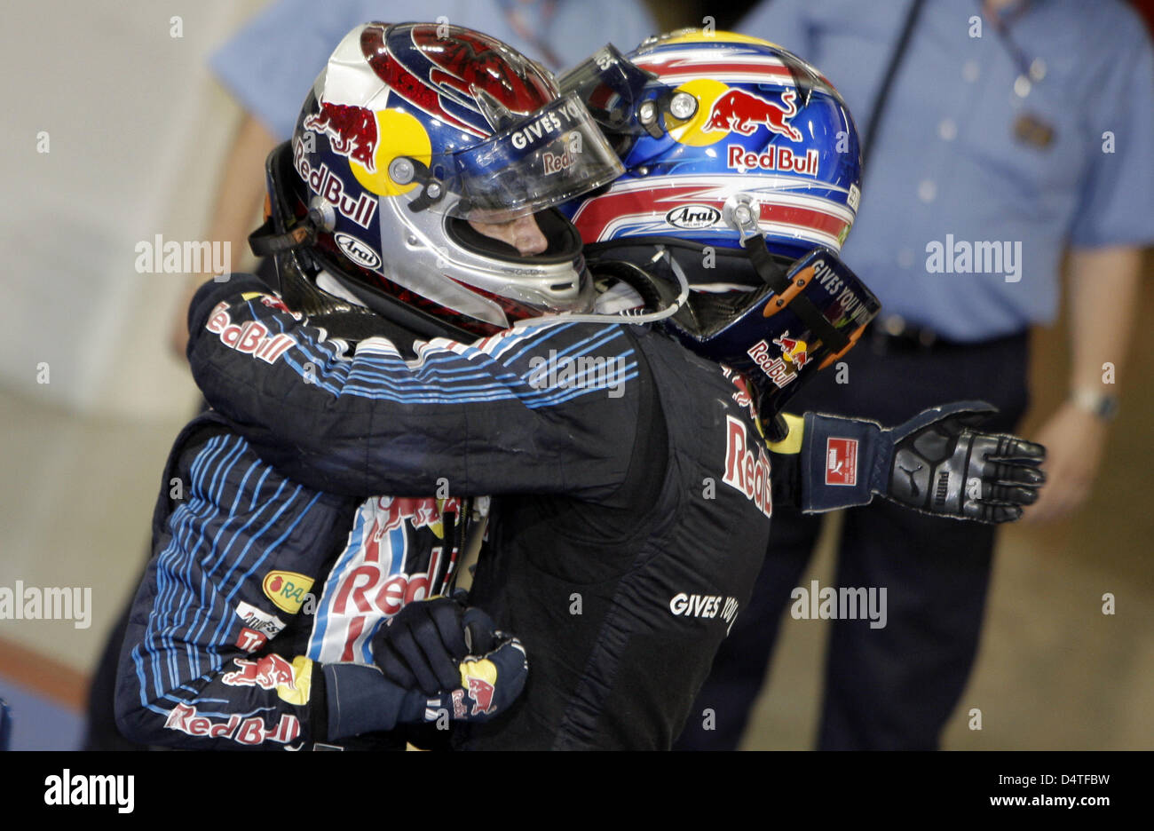 Red bull racing celebrates team mate sebastian vettel hi-res stock ...
