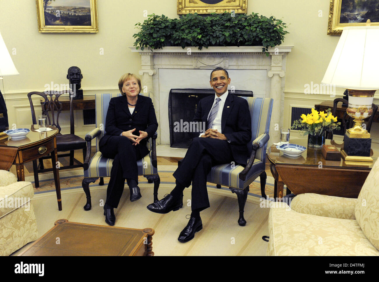 US President Barack Obama meets German Chancellor Angela Merkel for a ...