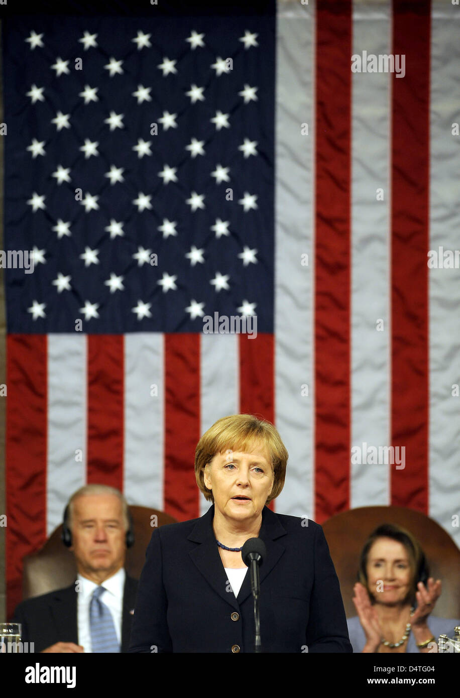 German Chancellor Angela Merkel adresses the US Congress in front of ...