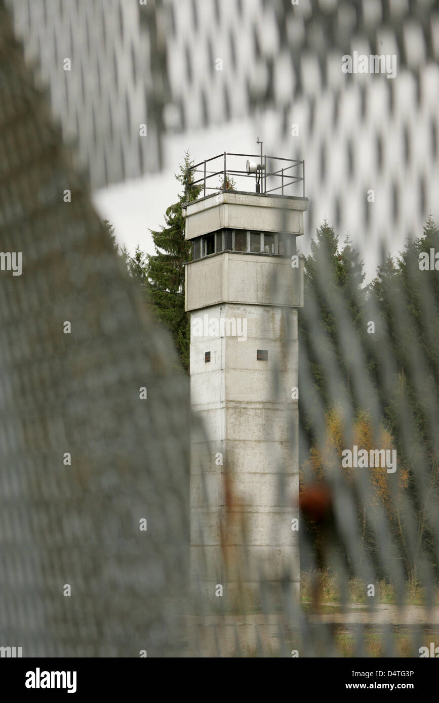 View on the last watch tower at the open-air border museum at former ...