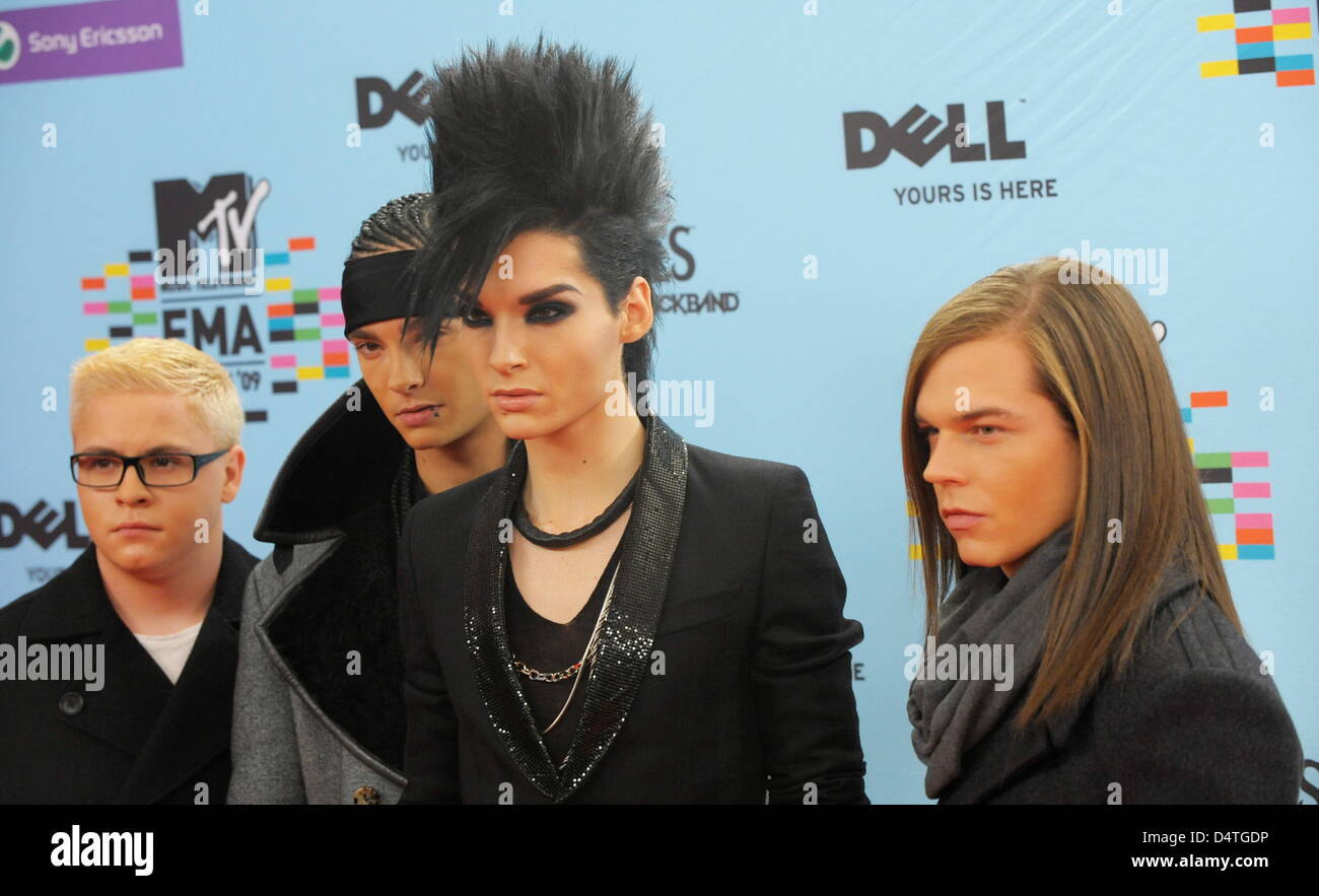 The German band Tokio Hotel arrives for the MTV Europe Music Awards at ...