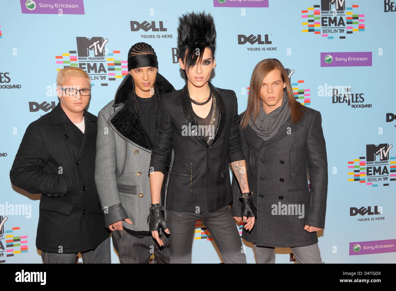 The German band Tokio Hotel arrives for the MTV Europe Music Awards at ...