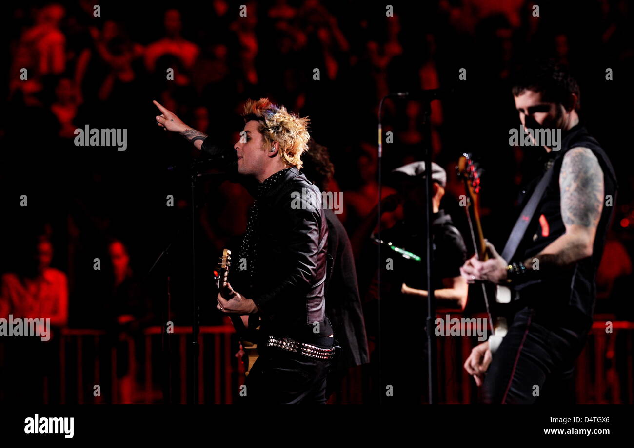 The US band Green Day performs during the MTV Europe Music Awards at O2 ...