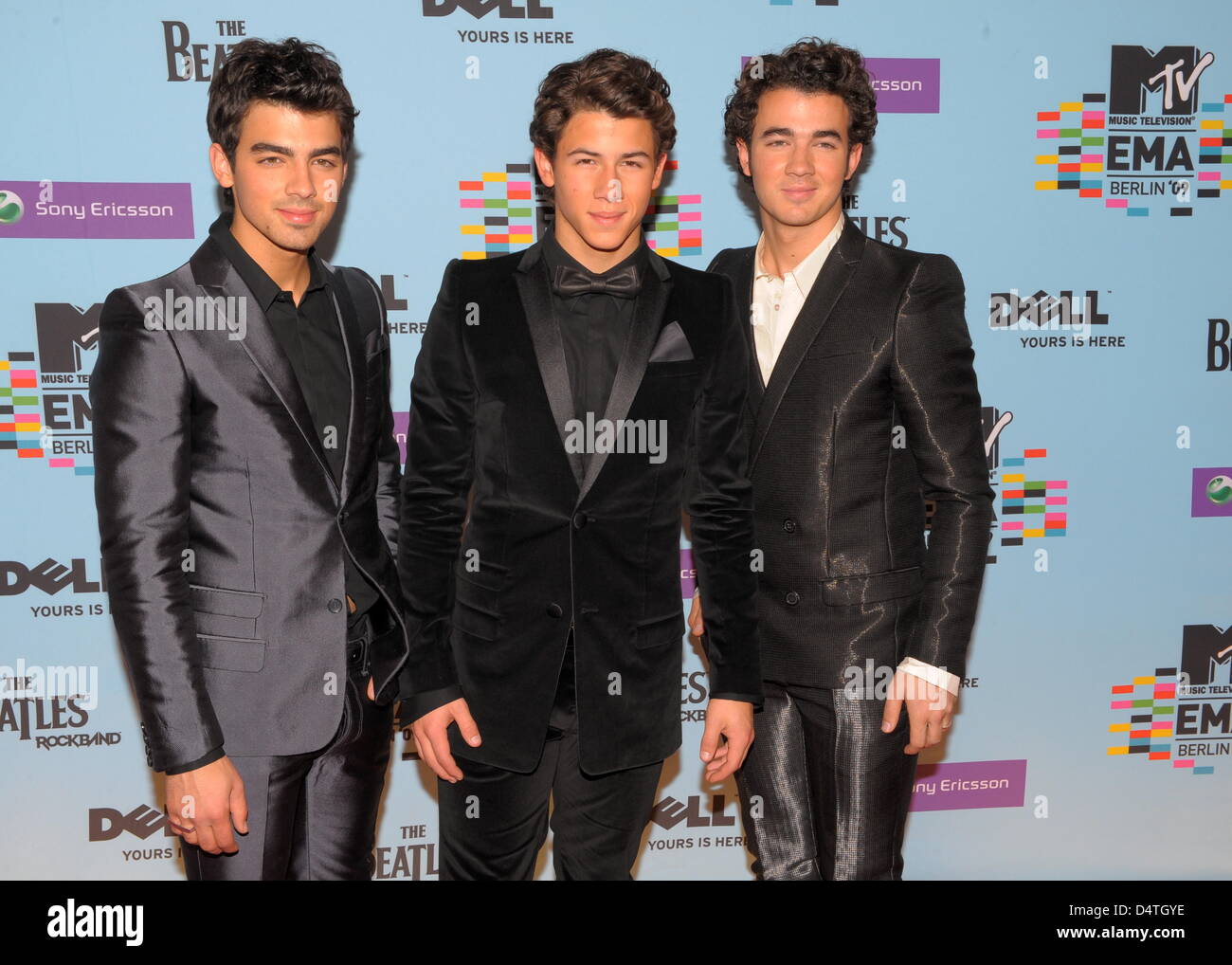 The Jonas Brothers arrive for the MTV Europe Music Awards at O2 World ...