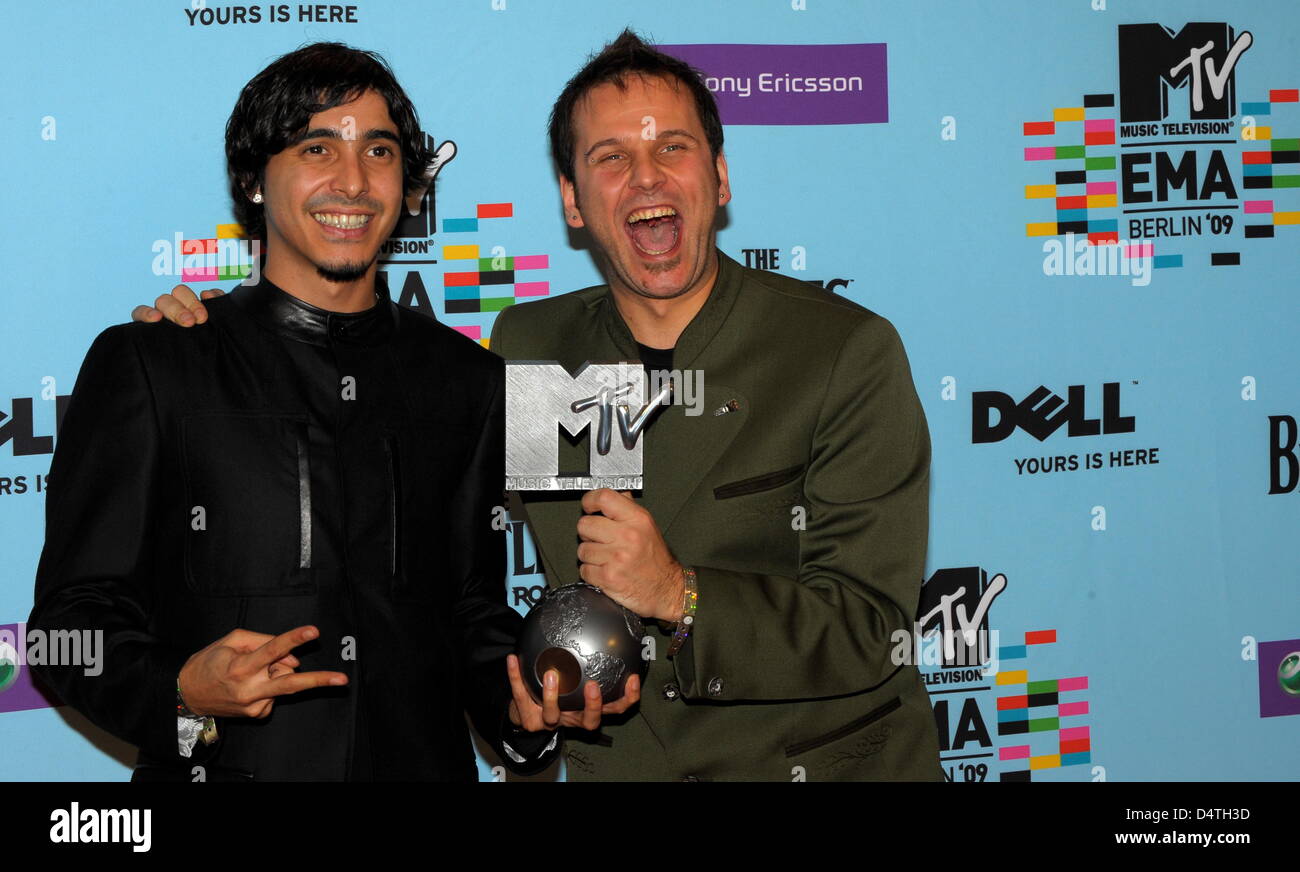 Members of Turkish band Manga pose during a photo call at the MTV ...
