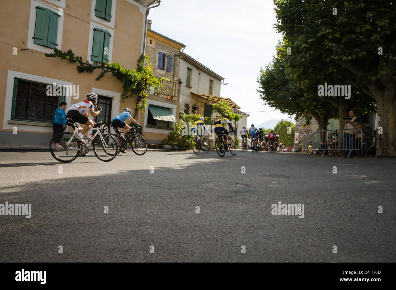 Cycling competition in South of France, in Drôme. With mountains and ...