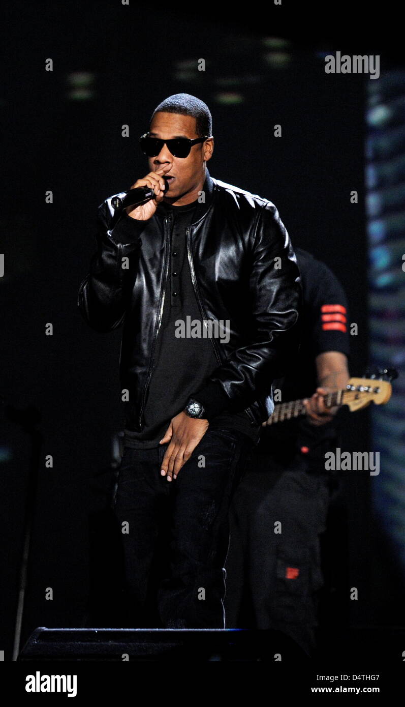 Jay-Z performs during the MTV Europe Music Awards at O2 World in Berlin ...