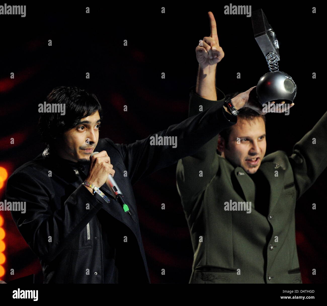 The members of the Turkish rock band ?Manga? celebrate their award in ...
