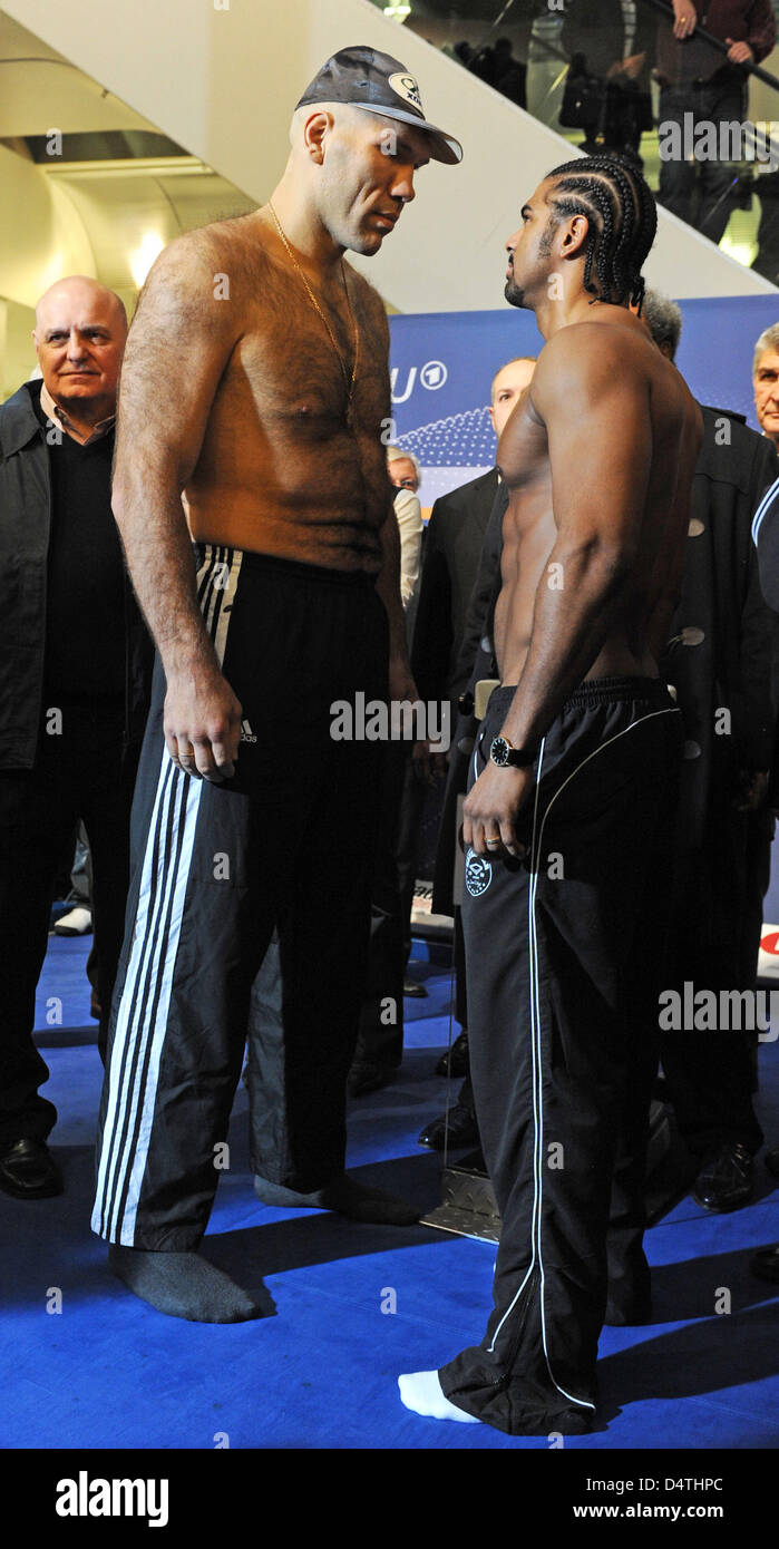 Russian WBA heavyweight champion Nikolay Valuev (L) and his British ...