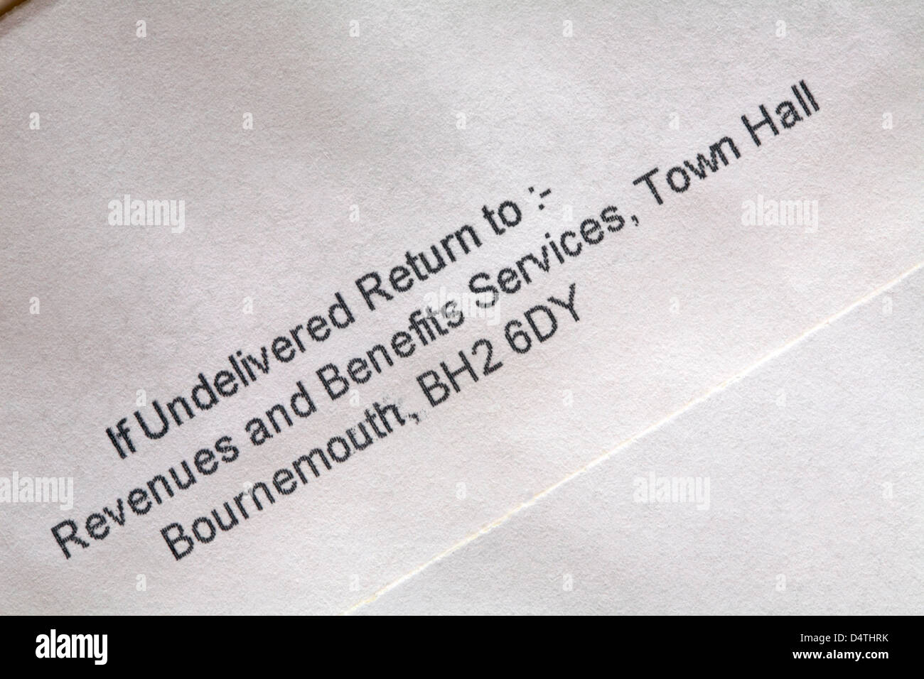 if undelivered return to Revenues and Benefits Services, Town Hall ...