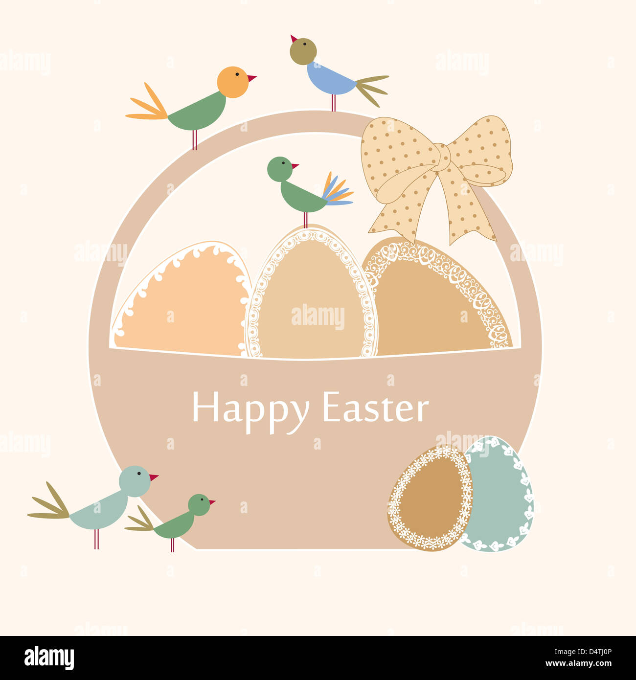 Abstract easter card with eggs and birds Stock Photo - Alamy