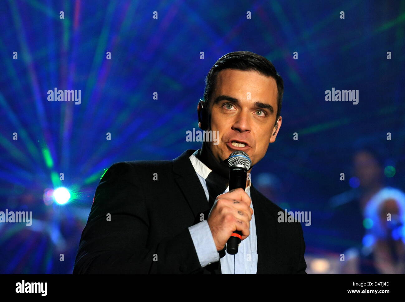Singer Robbie Williams performs during the German television show ...