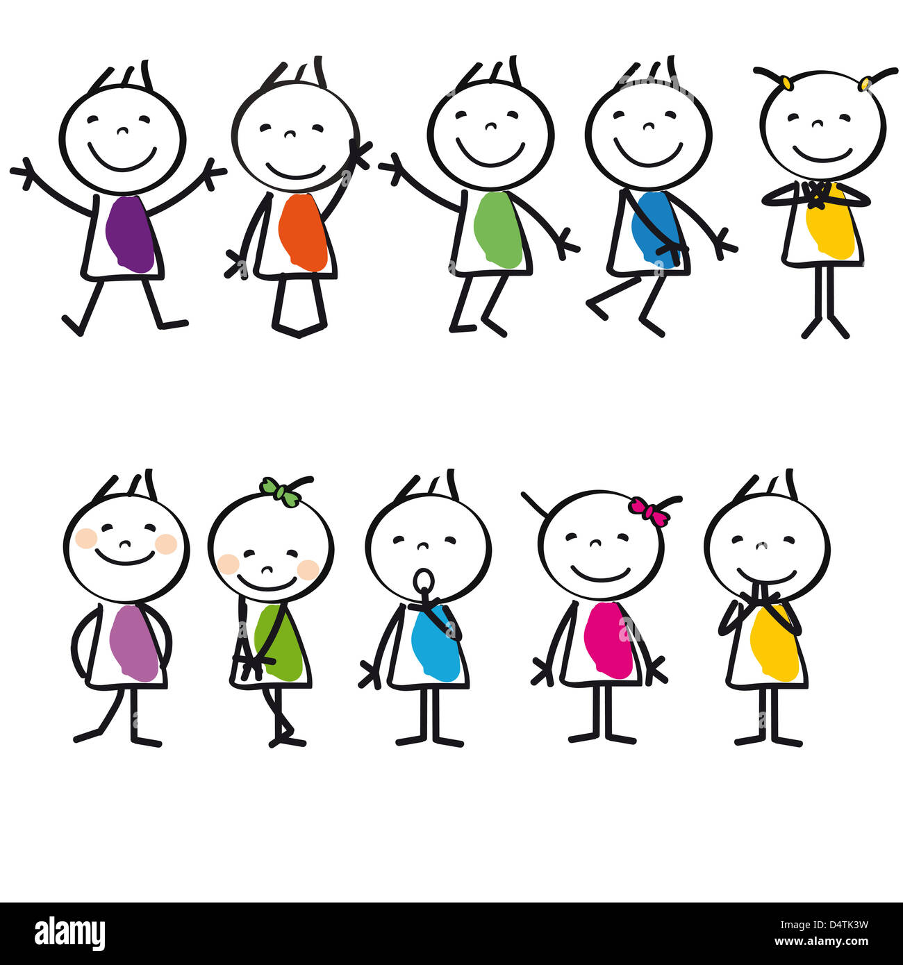 Cute and colorful happy cartoon kids, abstract Stock Photo - Alamy