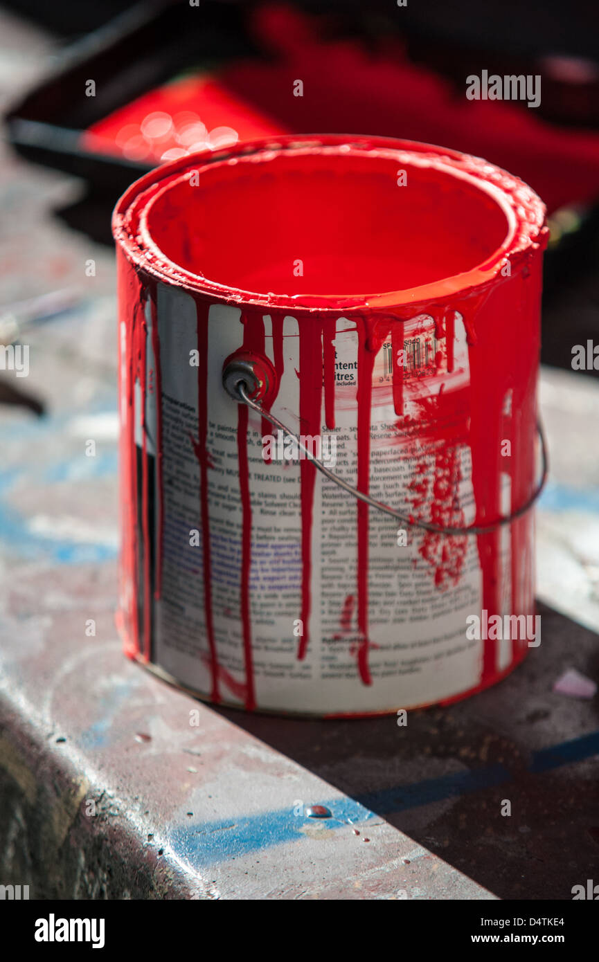 A red paint can in Melbourne's Hosier Lane where legal street art ...