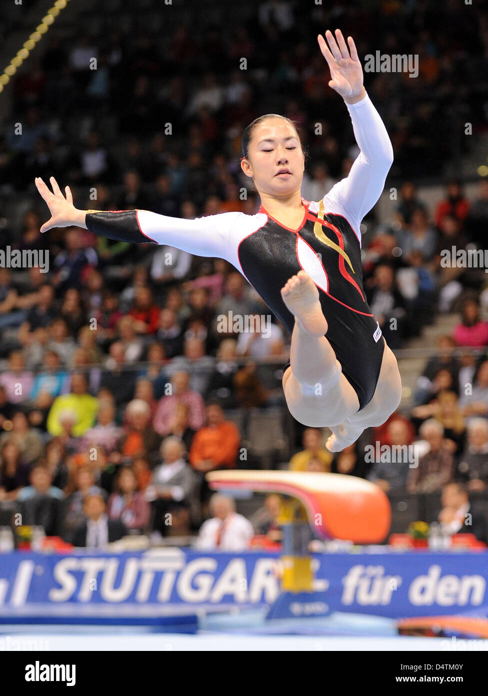 German Kim Bui performs on the floor during the athletics world cup ...