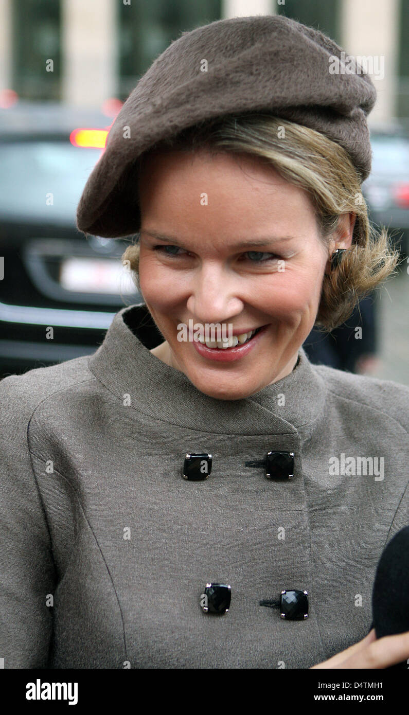 Princess Mathilde of Belgium arrives for the Te Deum on the occasion of ...