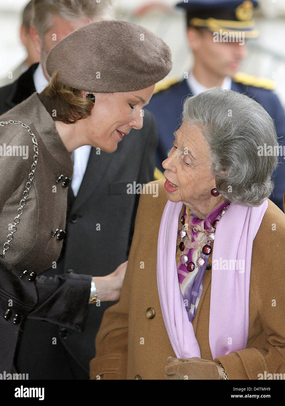 Queen Fabiola of the Belgians (R) and Princess Mathilde of Belgium (L ...