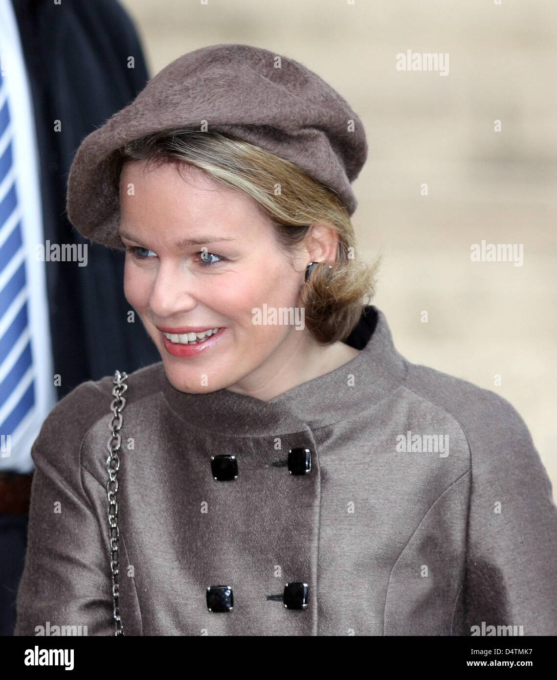 Princess Mathilde of Belgium arrives for the Te Deum on the occasion of ...