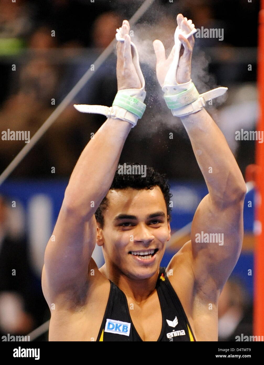 Germany?s Matthias Fahrig celebrates his third place during the ...