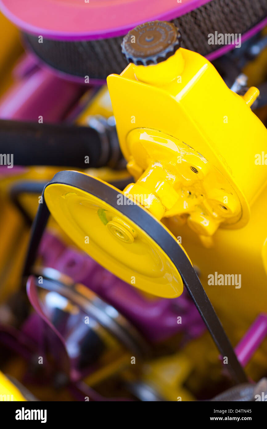Close up of purple car engine Stock Photo - Alamy